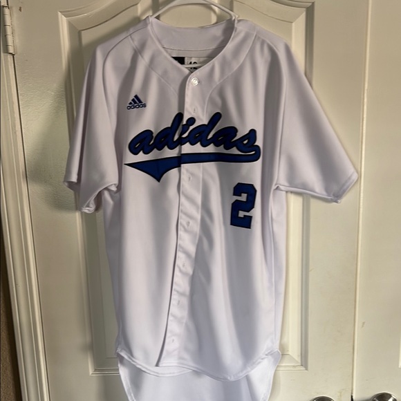 adidas | Shirts | Adidas White And Blue Baseball Jersey | Poshmark